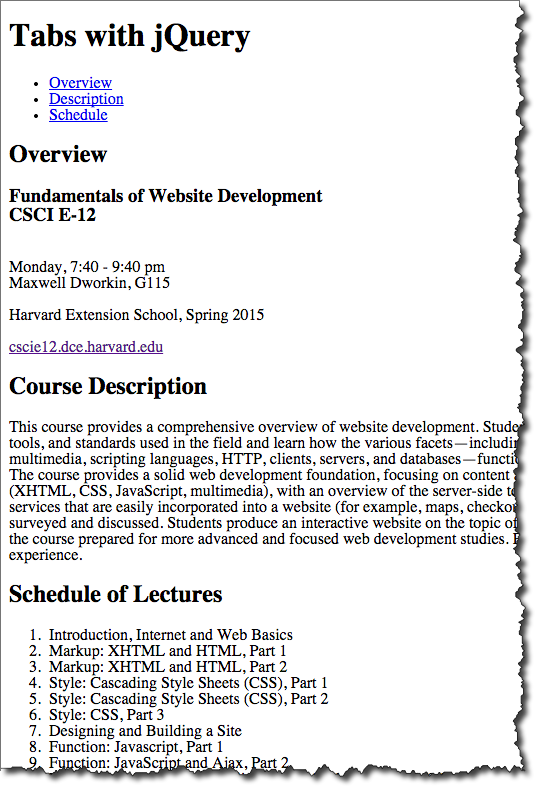 Slide 14 - Tabs with jQuery § Session 09 - JavaScript, Part 2
